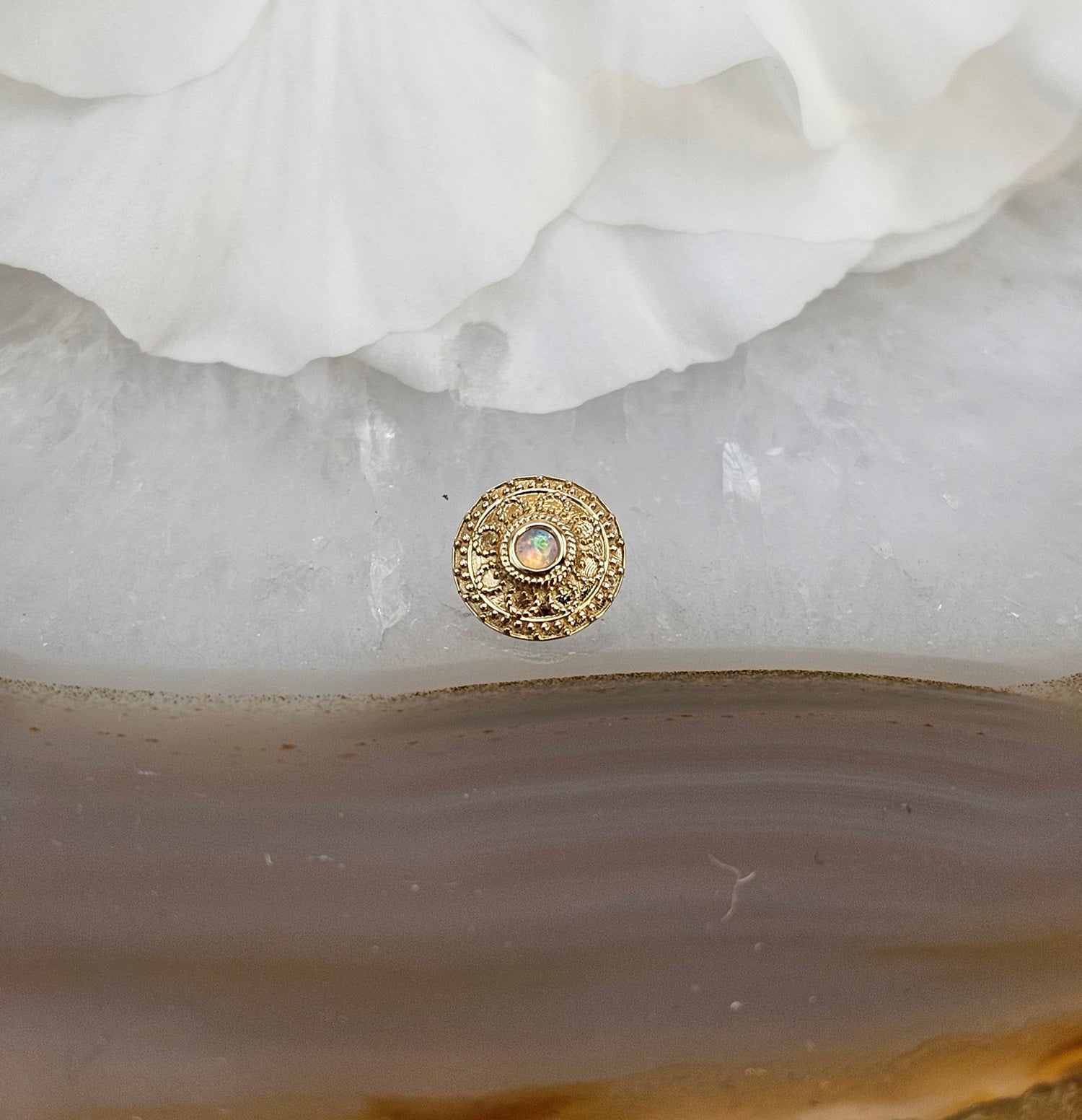 BVLA yellow gold Nanda with Opal – Facet Piercing and Fine Jewelry